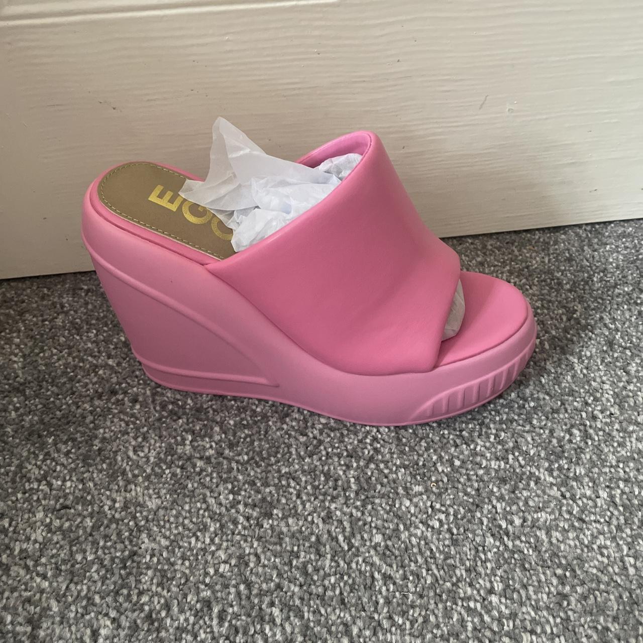 Ego pink wedge mules Size 5 . Heel height 12cm New... - Depop