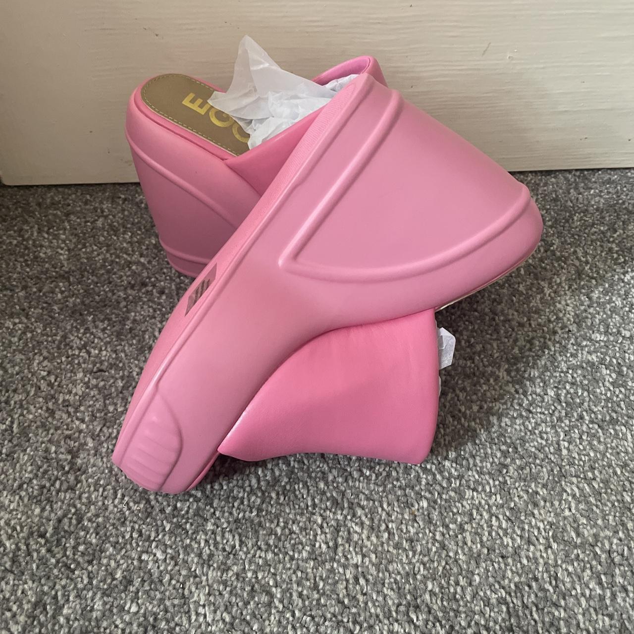 Ego pink wedge mules Size 5 . Heel height 12cm New... - Depop