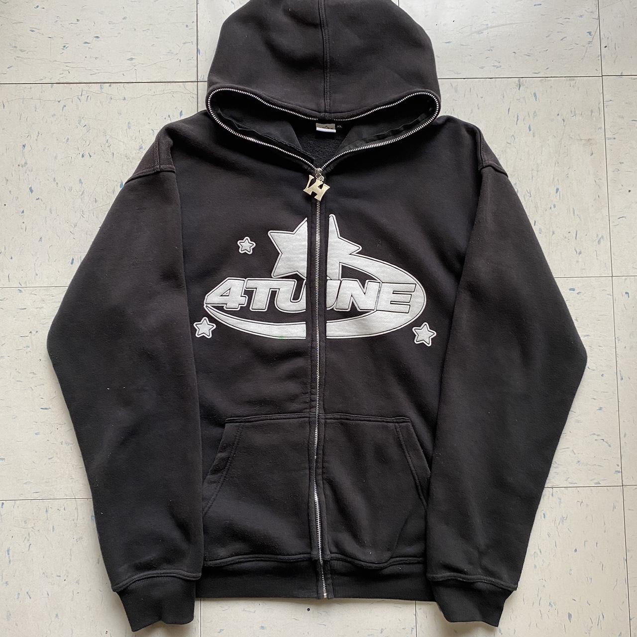4tune full zip hoodie with puff print and custom... - Depop