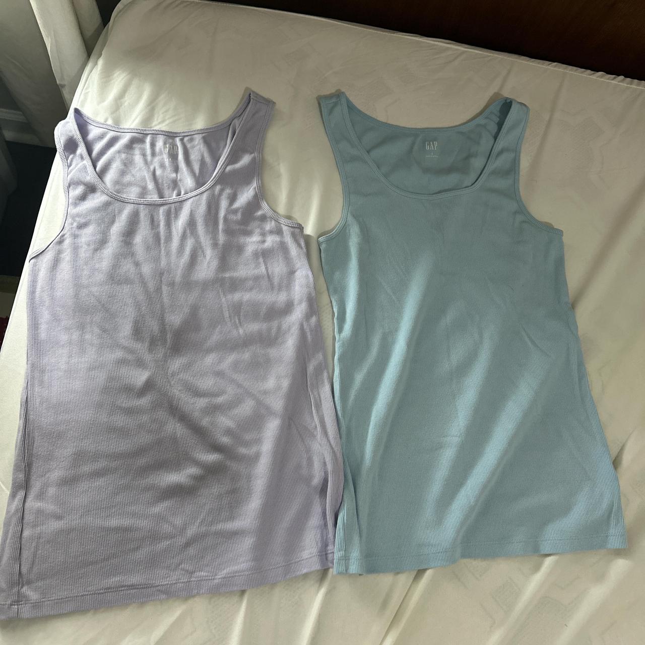 Blue and purple ribbed Gap tank tops #tanktop | Depop