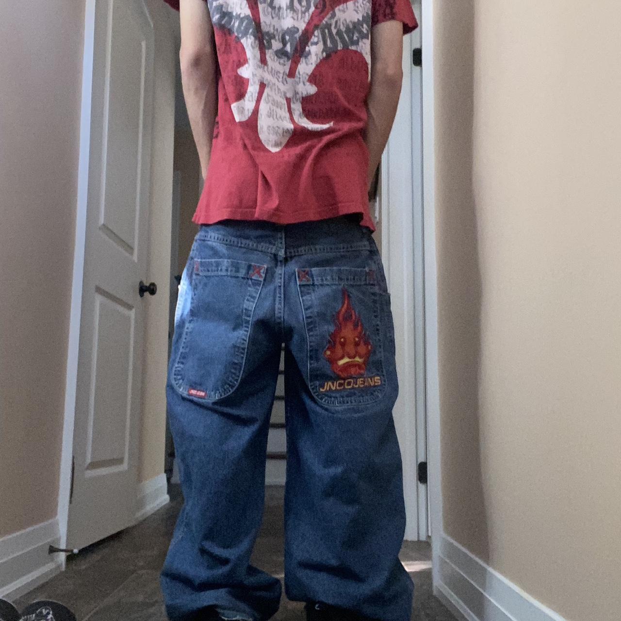 RARE!! Y2K Big Flame JNCO Jeans 🔥🔥 Size: 30x30 - Depop