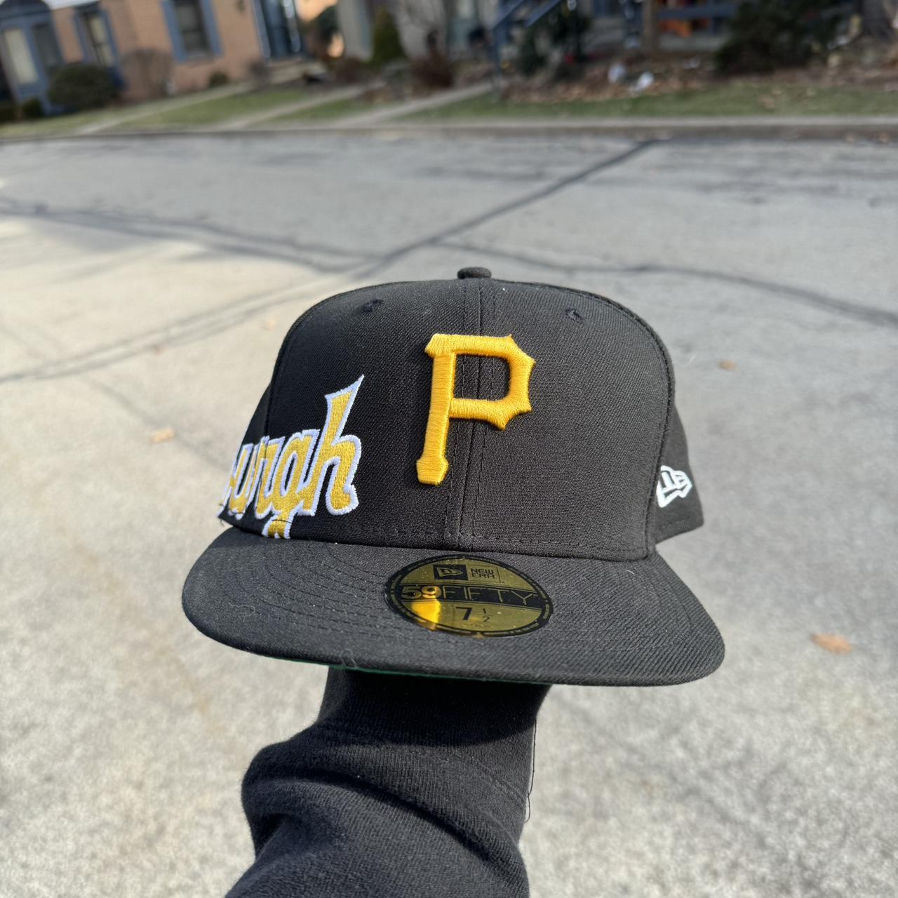 pittsburgh pirates script new era fitted size 7 1/2... - Depop