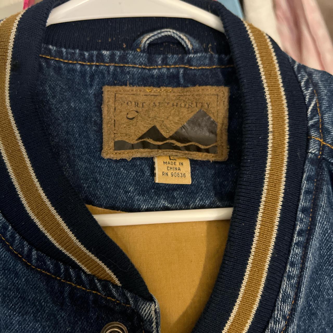 Baseball vintage denim varsity Jean jacket oversized... | Depop