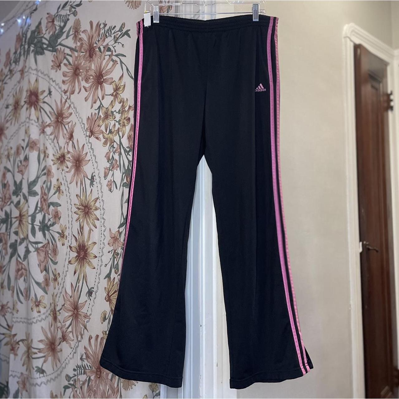 Adidas Wmn’s Large Black+Pink Trackpants •waist:... - Depop