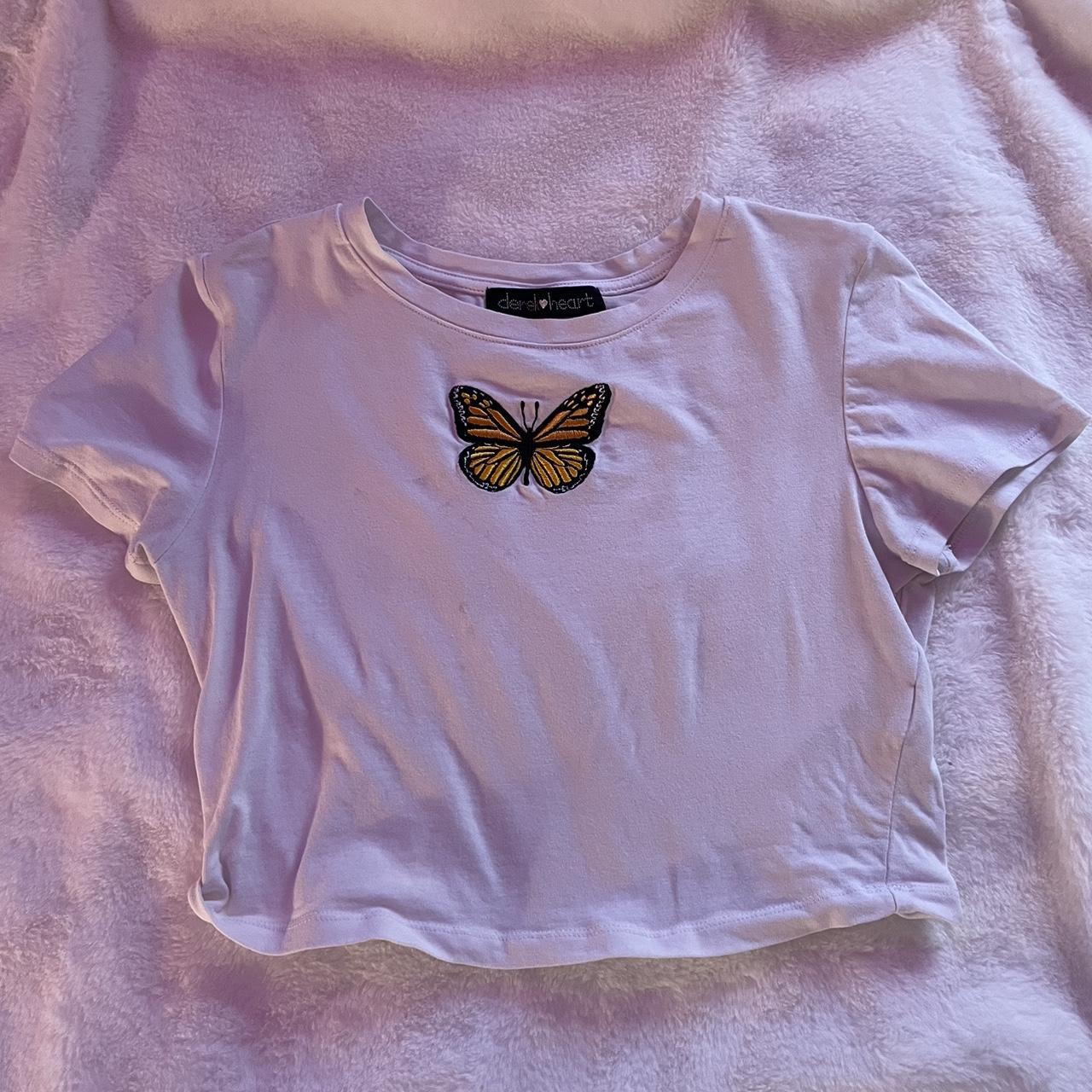 Derek Heart butterfly Cropped Tee 🫶🏼Size S 🫶🏼Shipping... - Depop