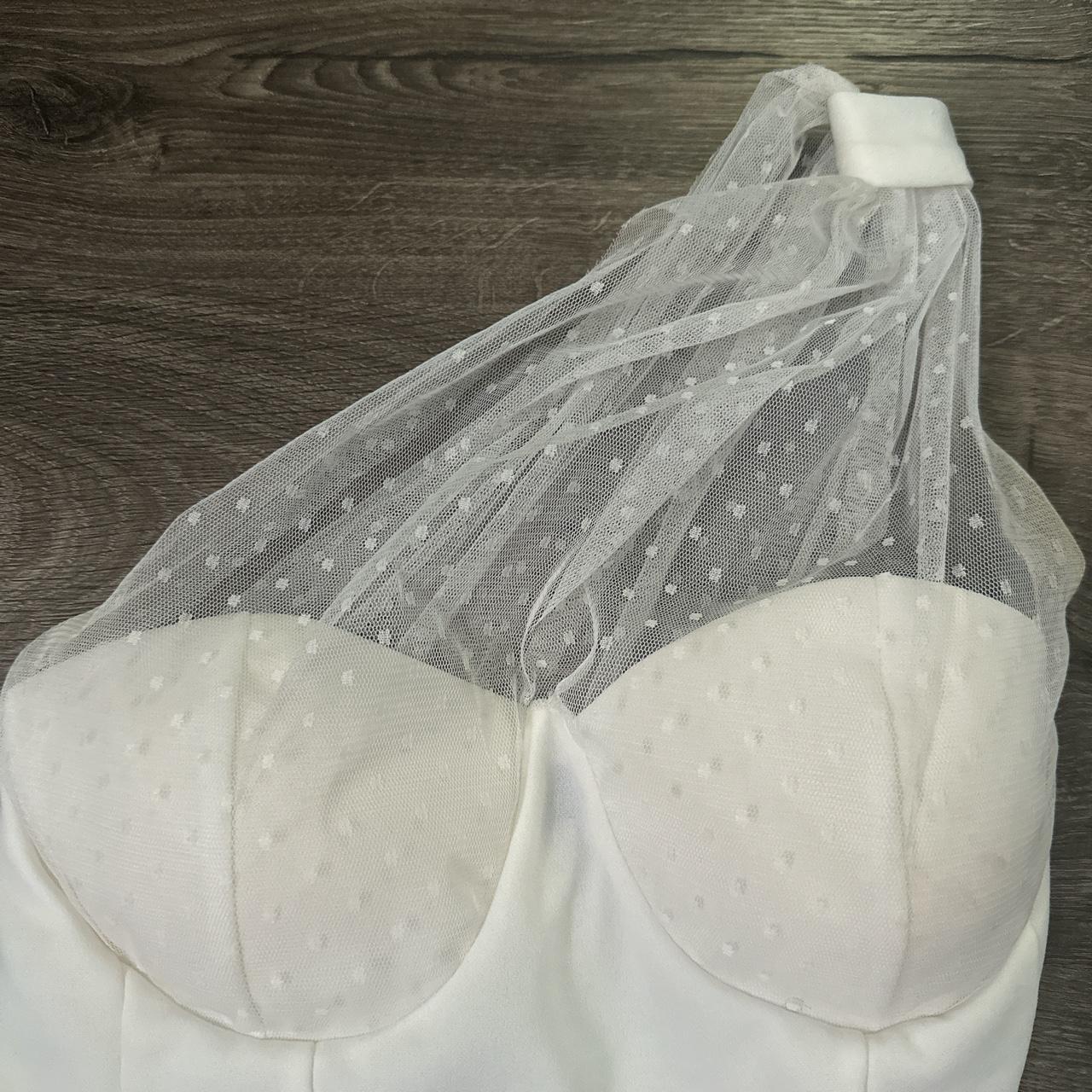 Classy White mesh bodysuit. Worn 1x Size... - Depop