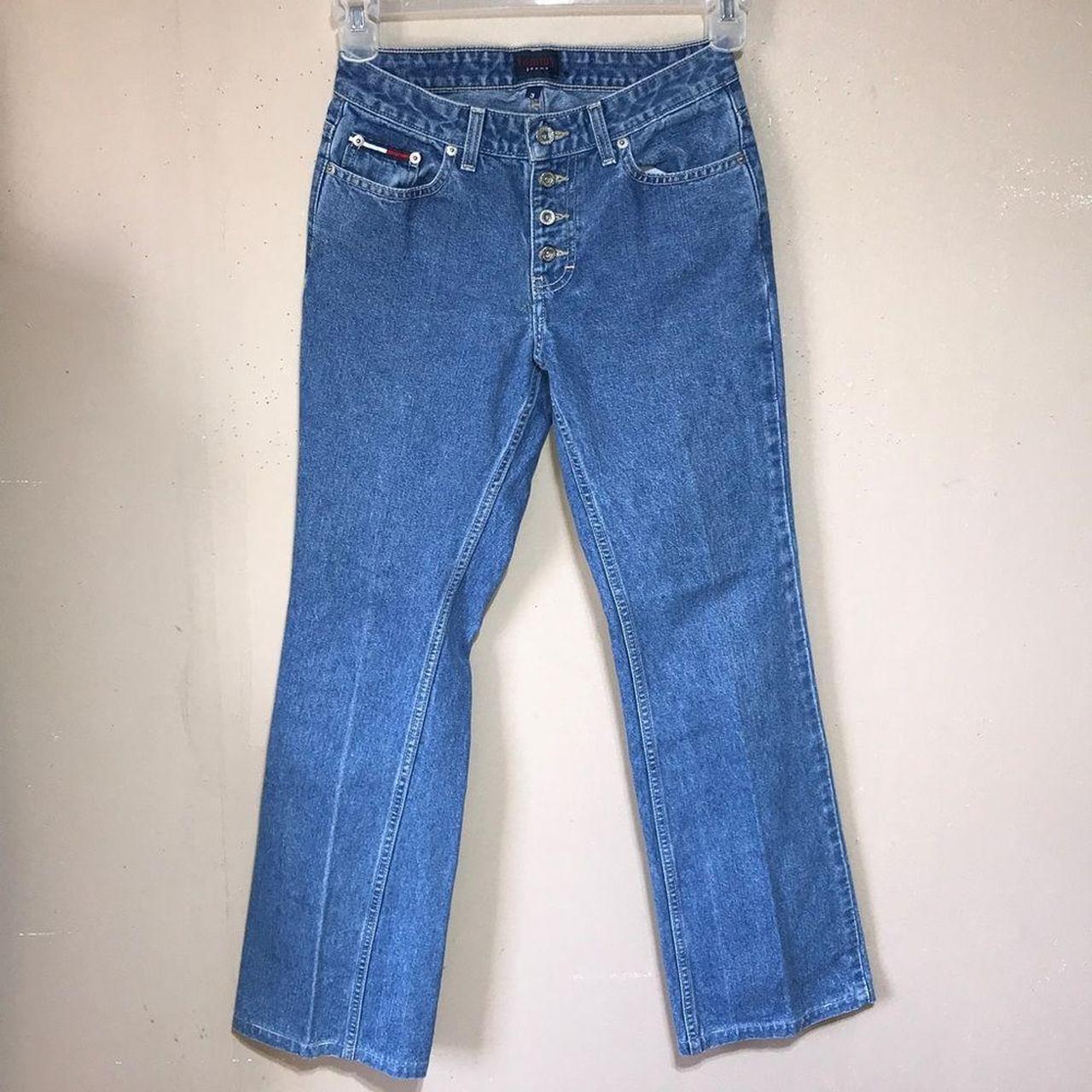 Vintage Y2K Tommy Hilfiger button fly low rise blue... - Depop