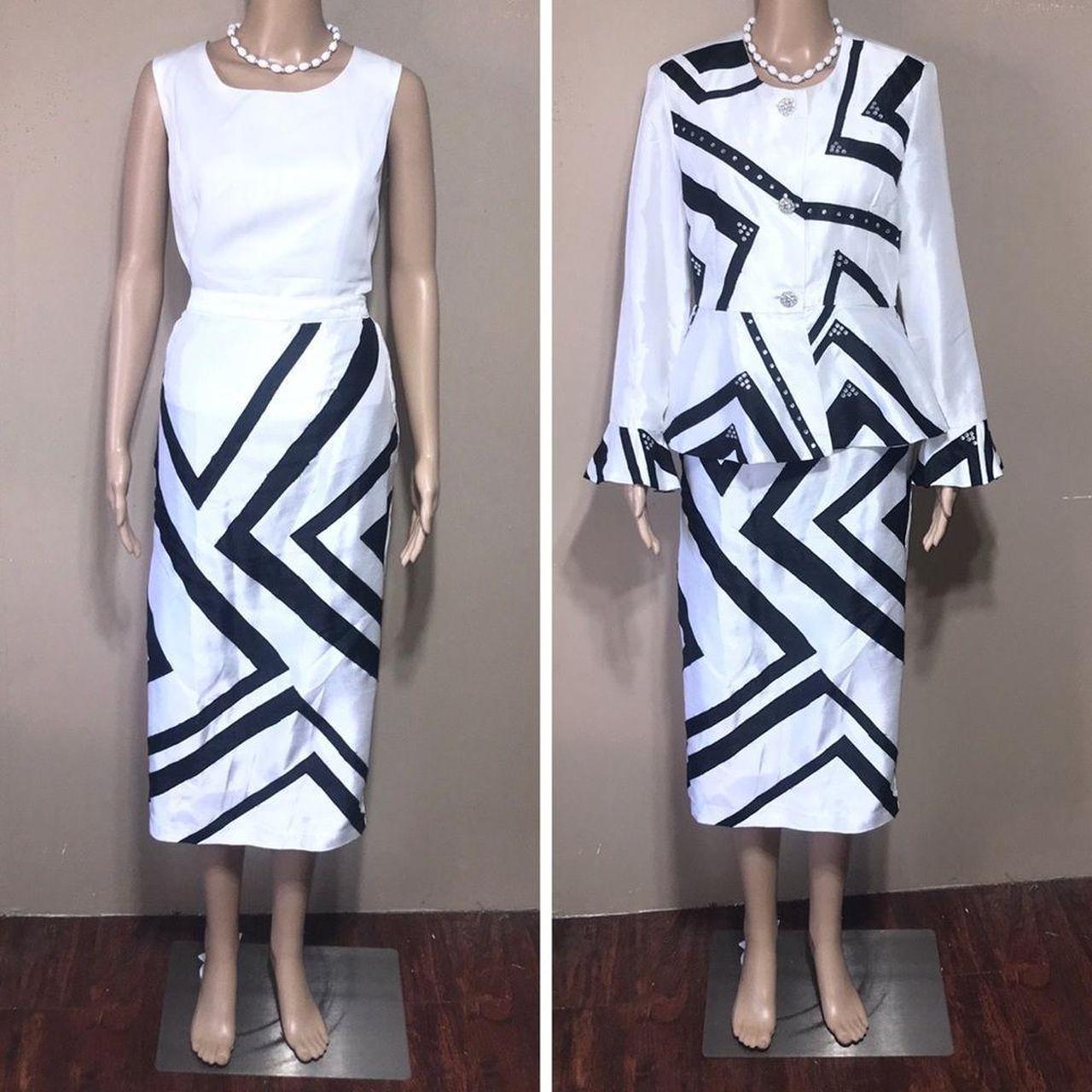 Vintage 80s Lisa Renee black & white rhinestone Art... - Depop