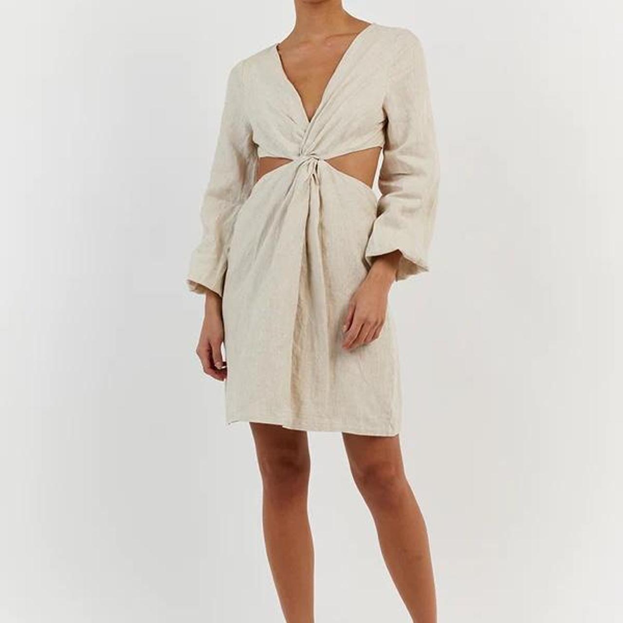 Dissh Tina Natural Linen Mini Dress Natural 100%... - Depop