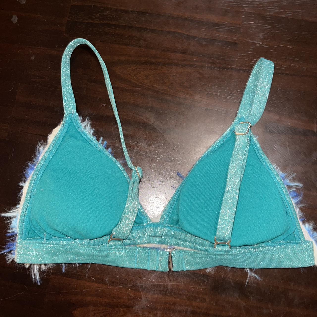 Fuzzy blue bra top upcycled by me Mermaid vibes... - Depop