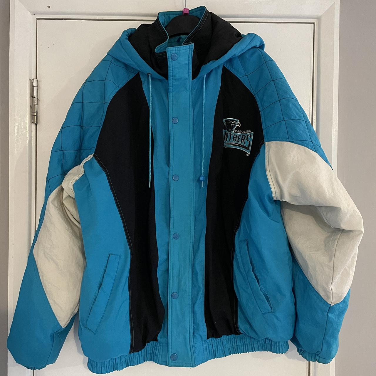 NFL Carolina Panthers Coat Zip working but damaged,... - Depop