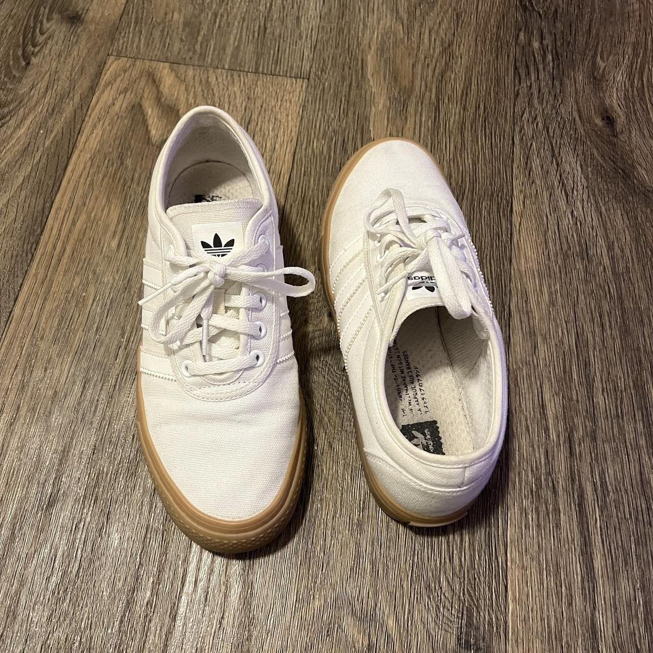 White adidas canvas fabric shoes Size Men 7.5 /... - Depop