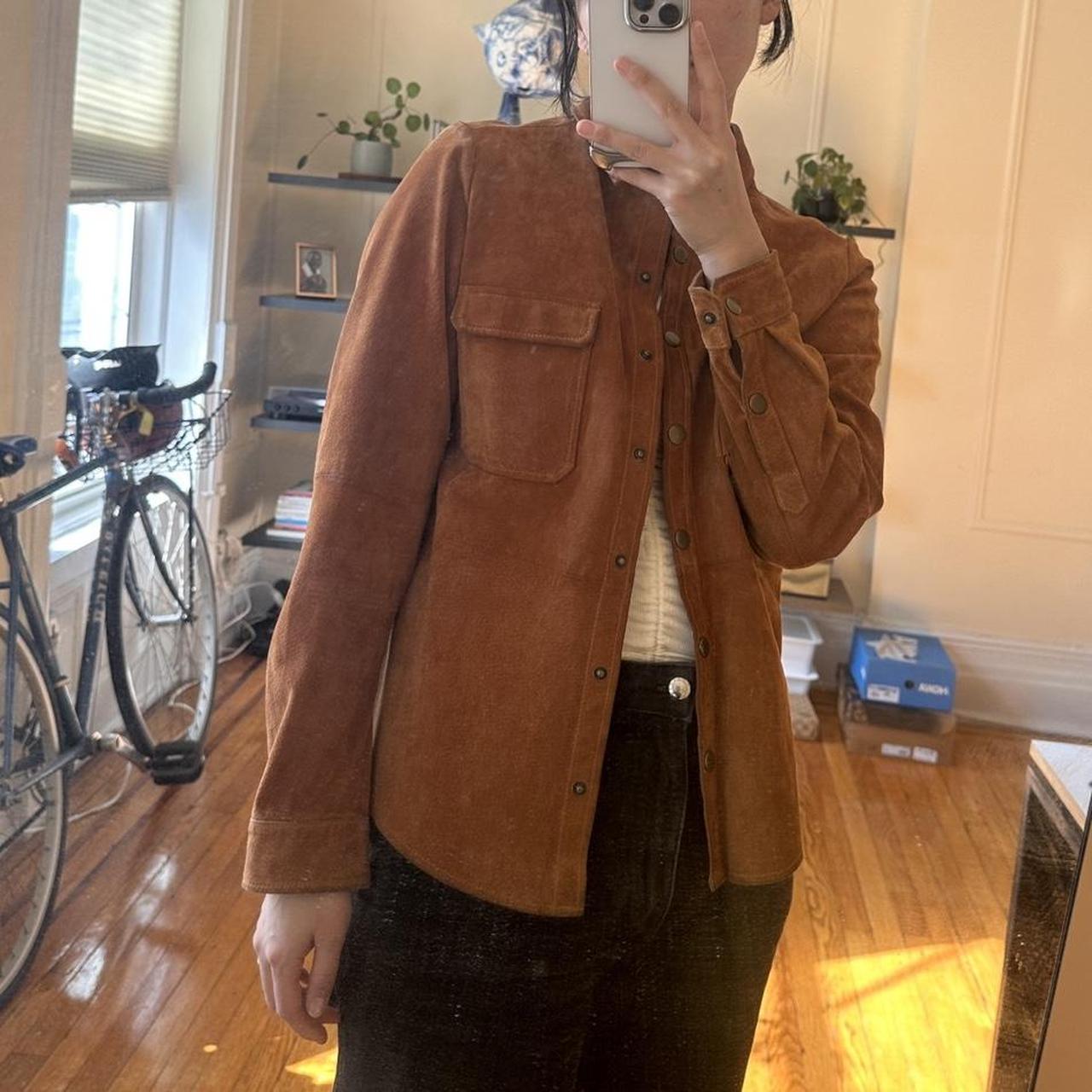 Veda Rust Orange Suede Shacket - vibrant color, worn... - Depop