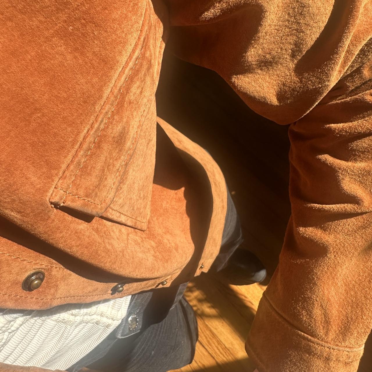 Veda Rust Orange Suede Shacket - vibrant color, worn... - Depop
