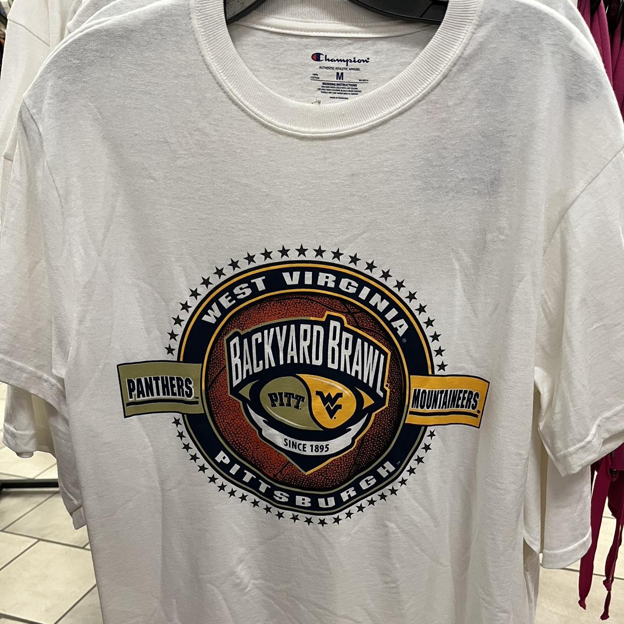 WVU vs. Pittsburgh Backyard Brawl T-Shirt From... - Depop