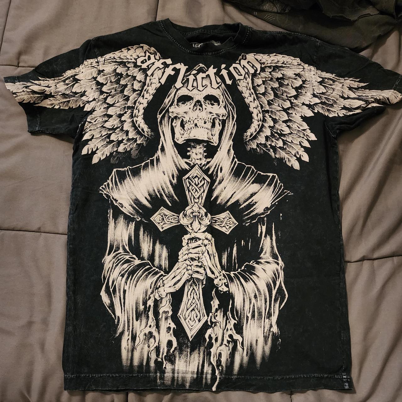 affliction praying skull guy #sematary... - Depop