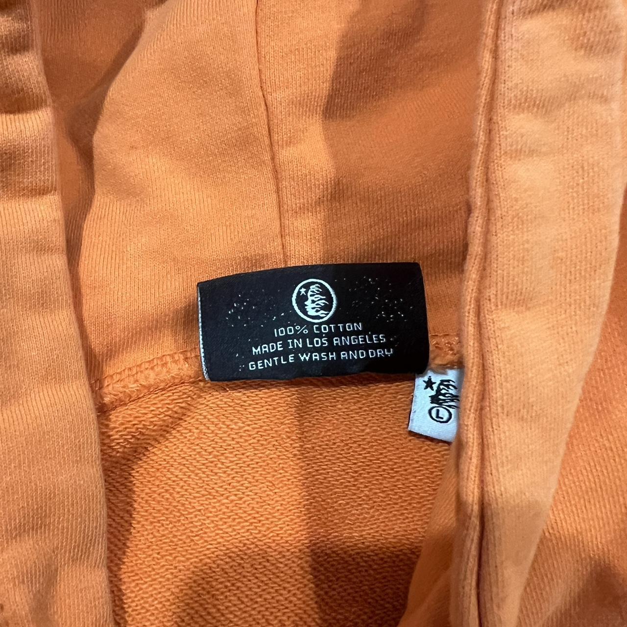 Orange distressed hellstar hoodie, size Large, 100%... - Depop