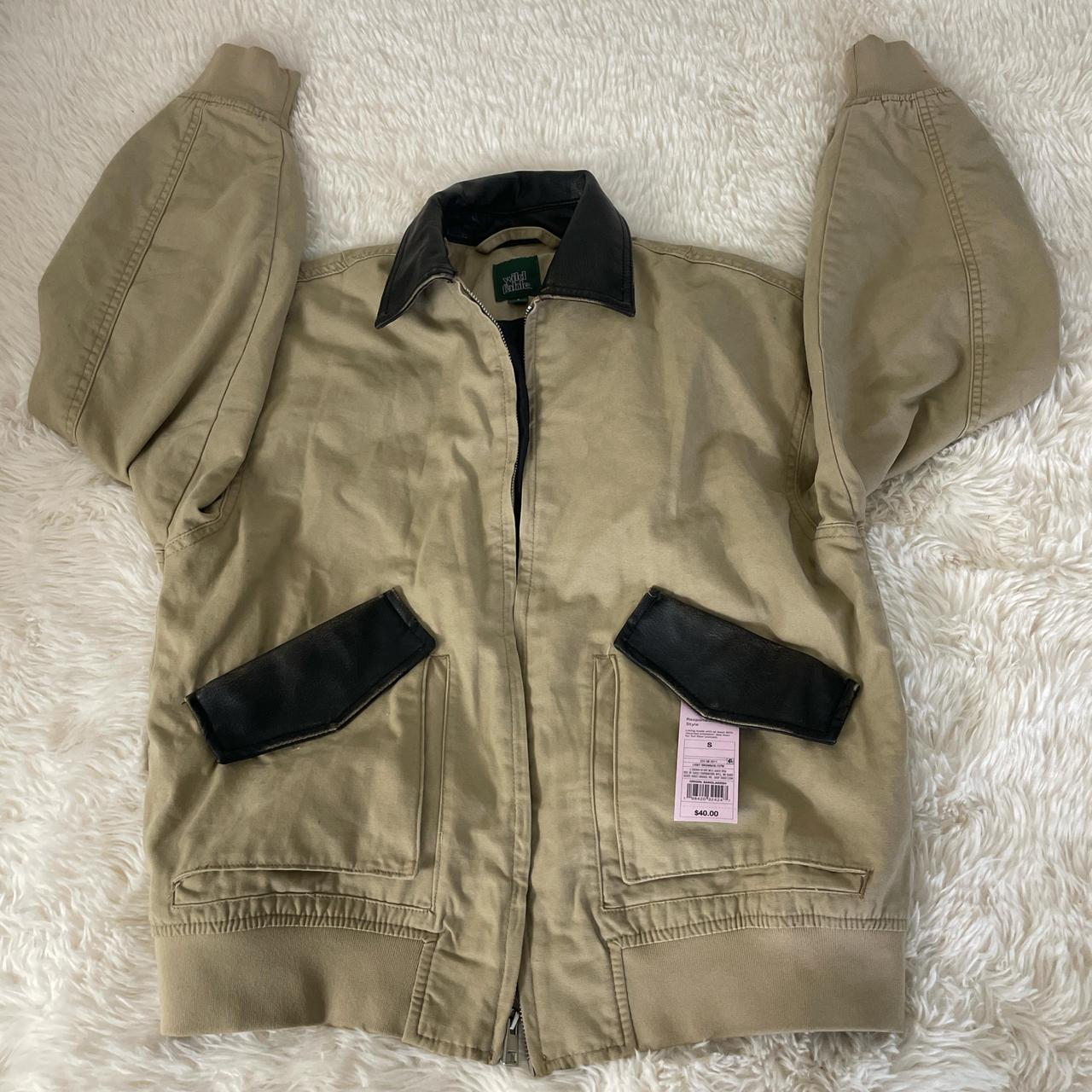 Wild Fable Tan vintage 90s bomber jacket with black... | Depop