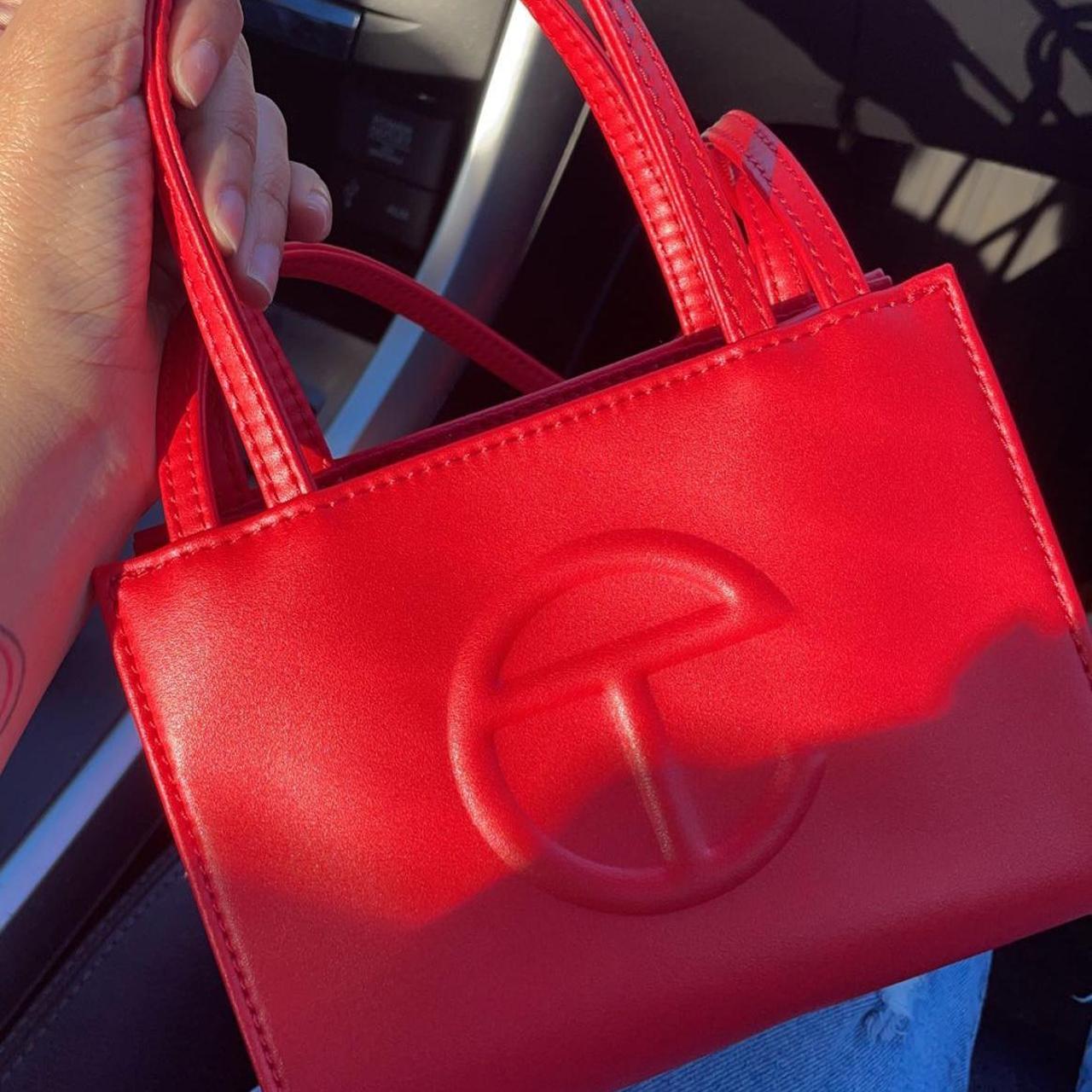 Small red telfar bag in great condition like new,... - Depop