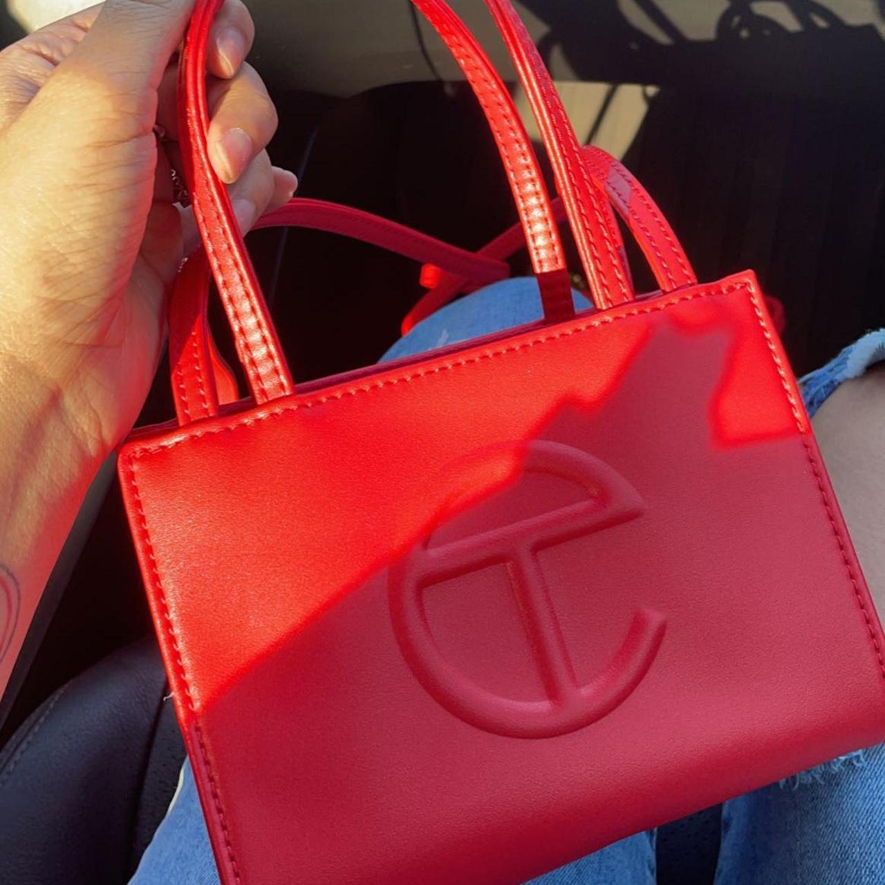 Small red telfar bag in great condition like new,... - Depop