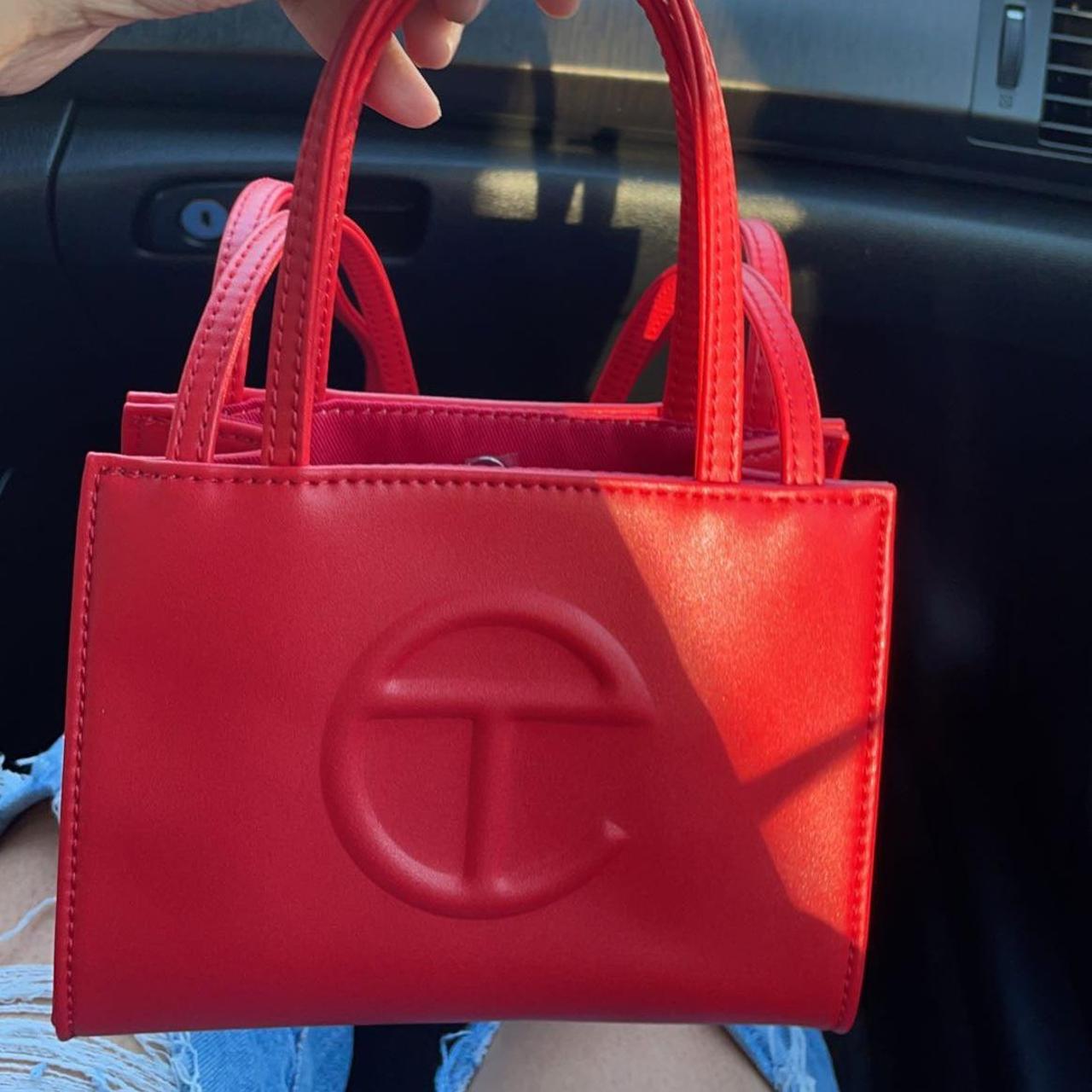 Small red telfar bag in great condition like new,... - Depop