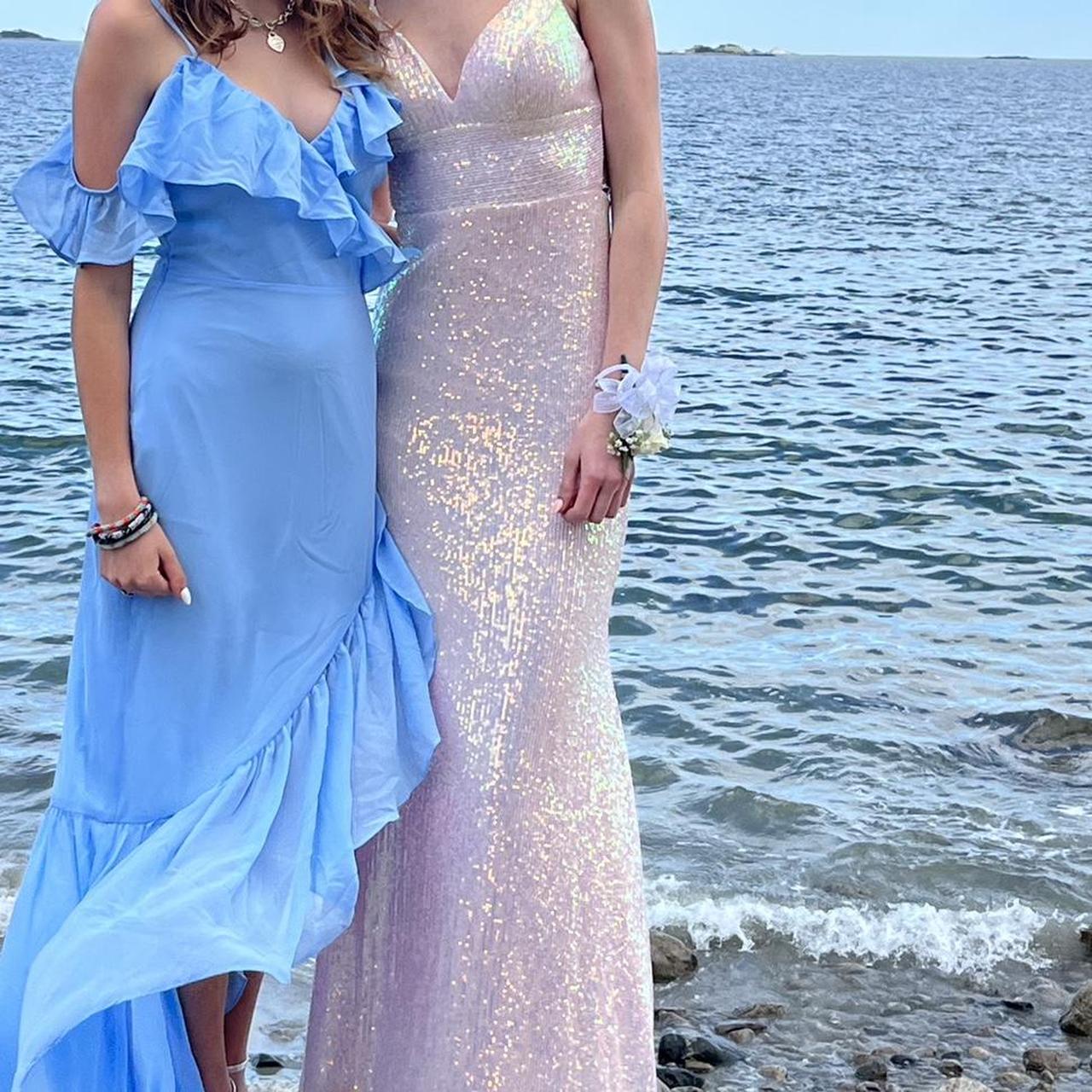 Amarra light pink sparkly prom dress. Worn once, in... - Depop