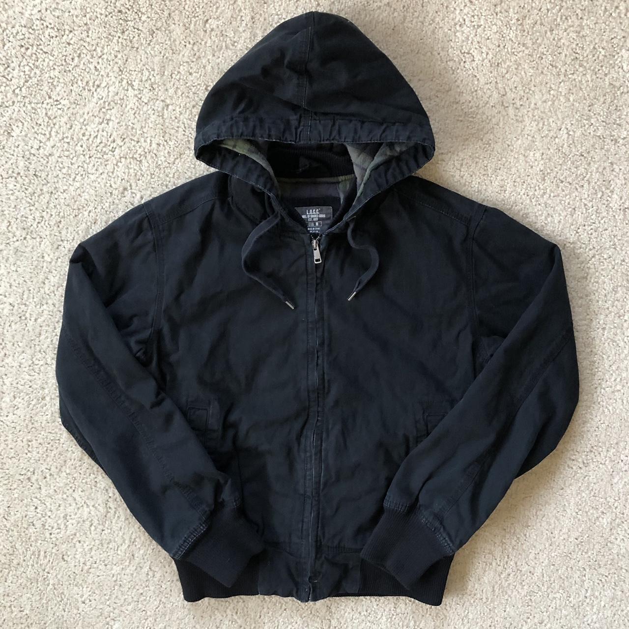 H&M LOGG Canvas Chore Coat Hooded Workwear Jacket... - Depop