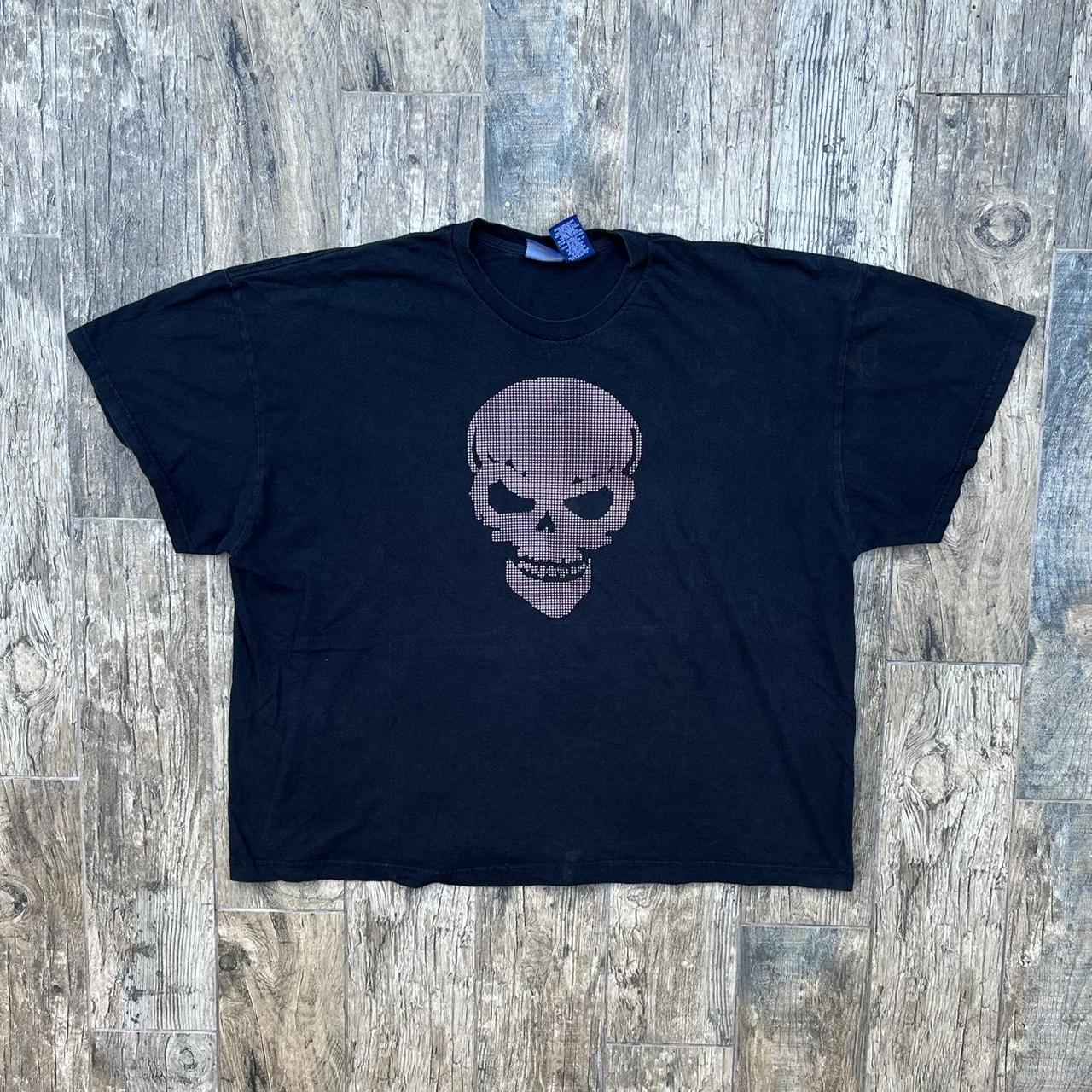 Skull Grunge Gothic Emo Graphic Boxy Tee - Color:... - Depop