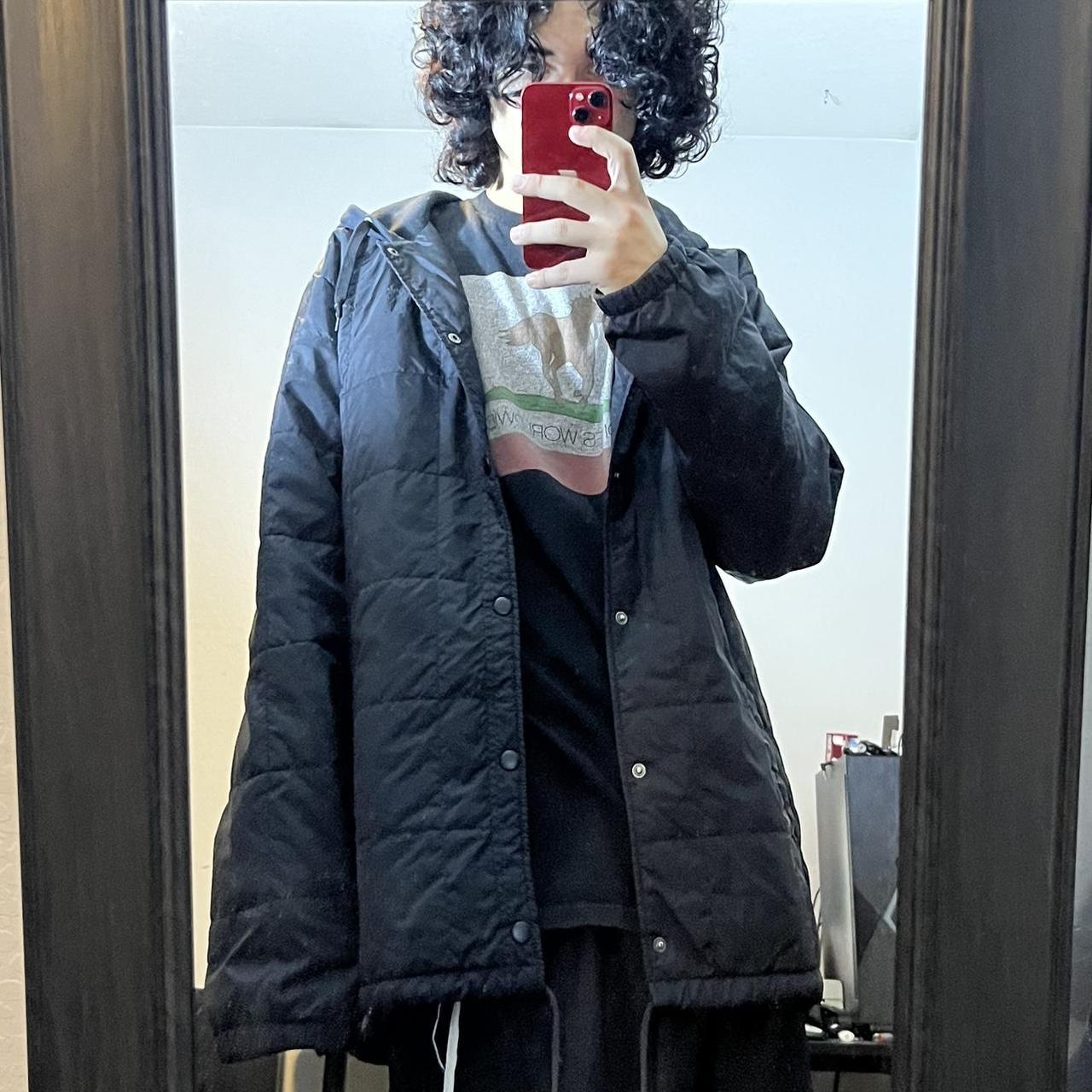 Black grunge 00’s black hooded parka jacket Dope... | Depop