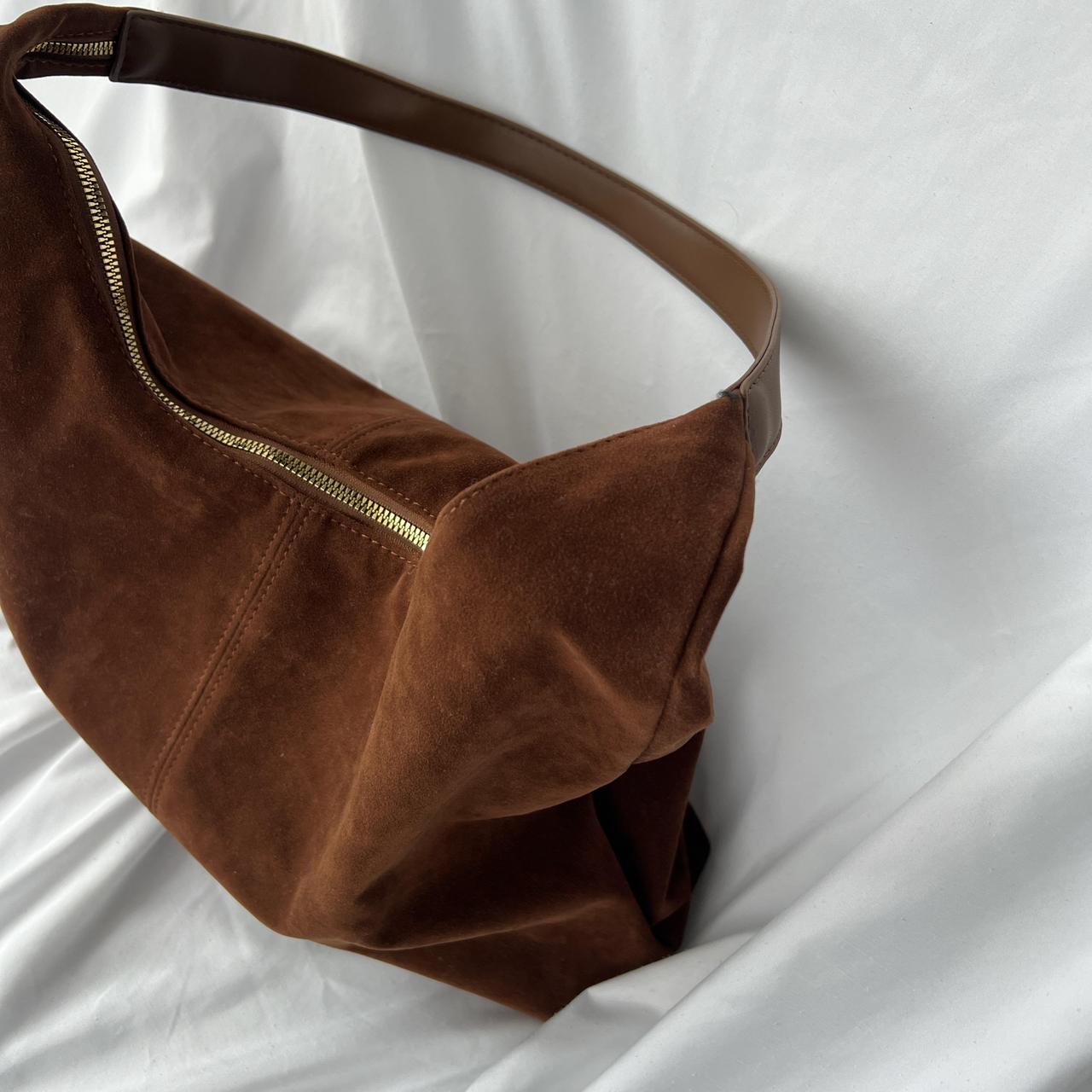 Brown shoulder hobo bag. Solid colour, fixed... | Depop