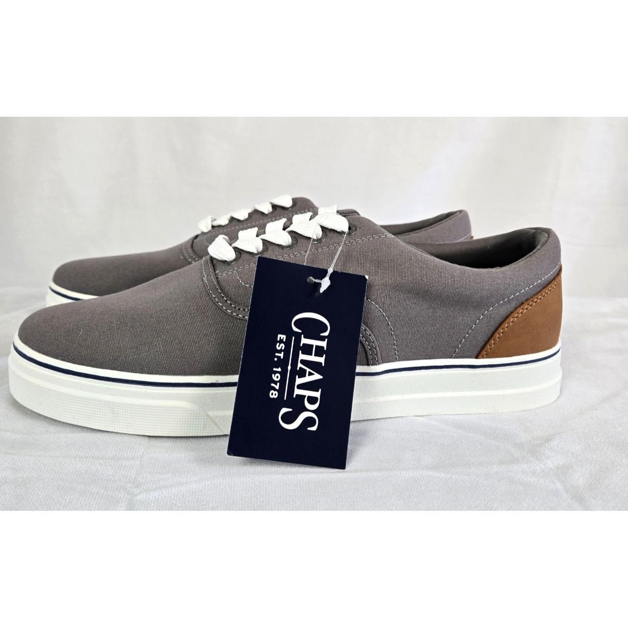 Chaps grey canvas lace up men tennis shoes sneakers... - Depop