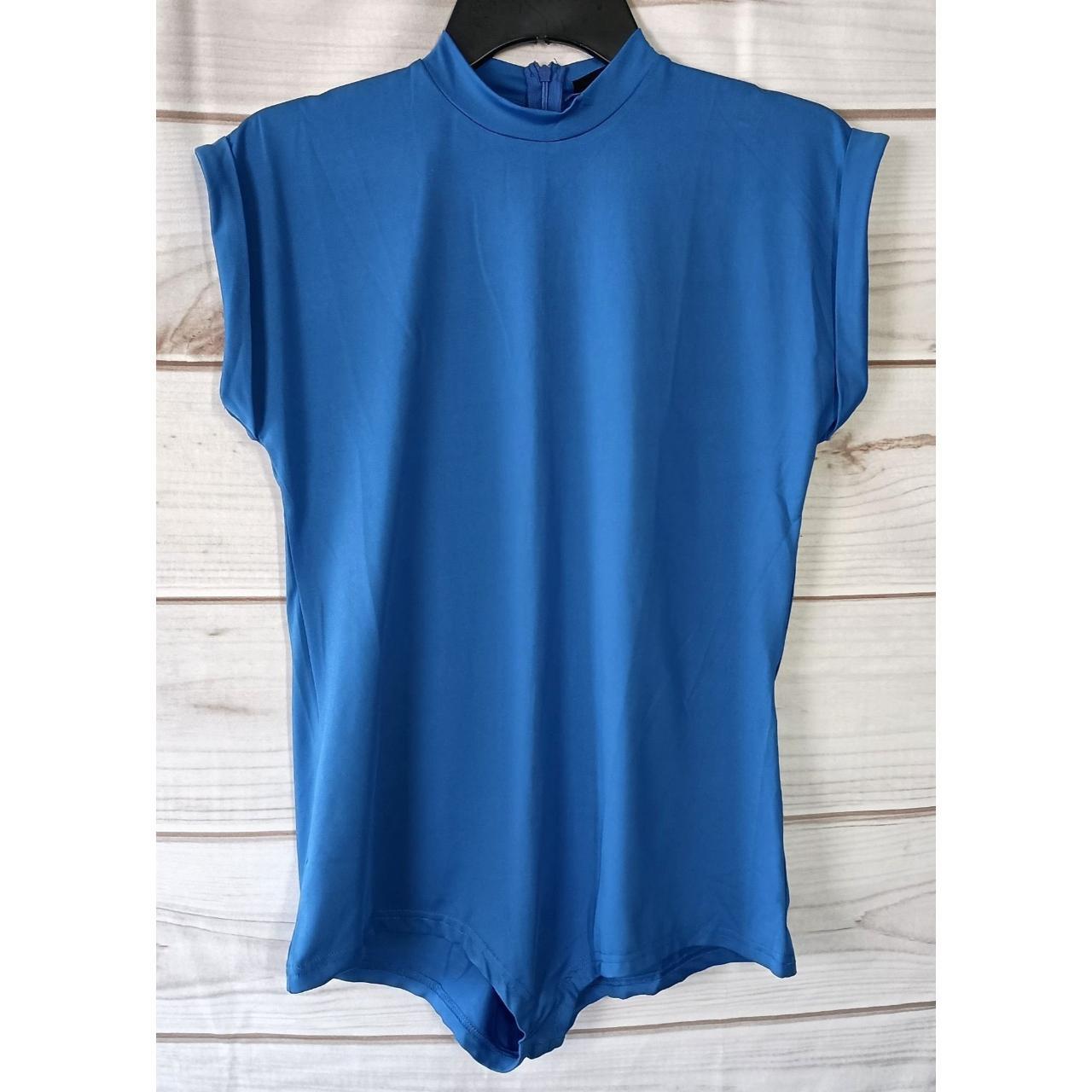 Shein royal blue high neck body suit size XS Chic... - Depop