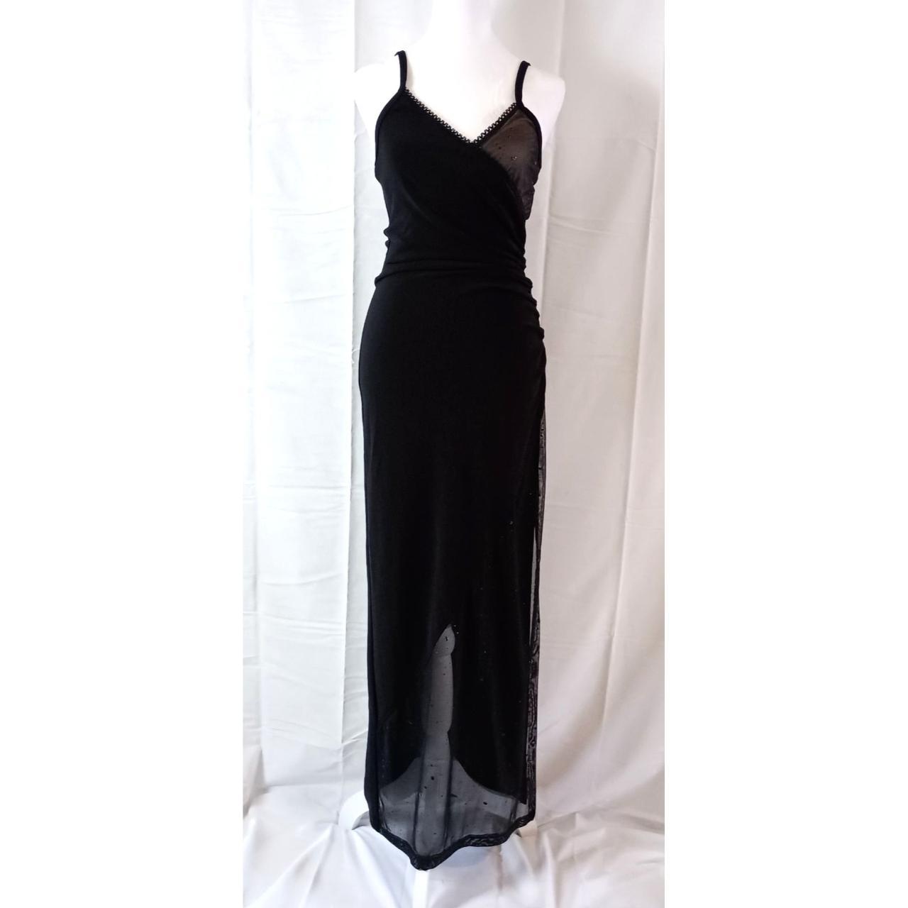 Tower USA long black high split side ruched maxi... - Depop