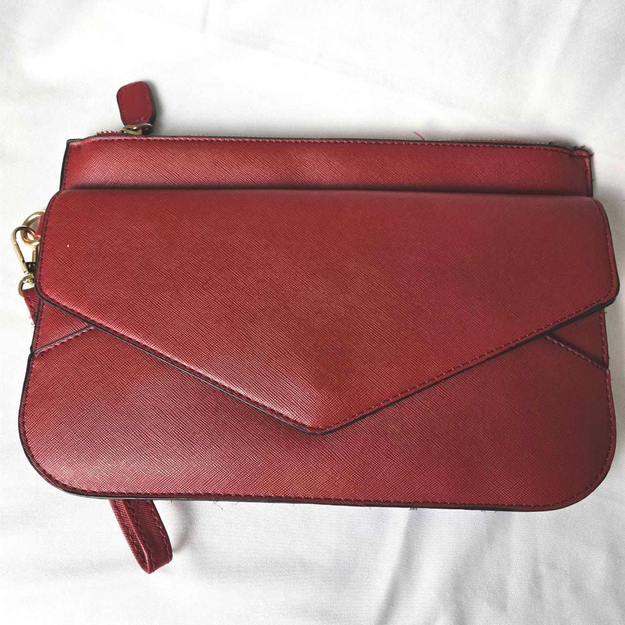 Under One Sky Red Envelope Clutch Wristlet NWOT Faux... | Depop
