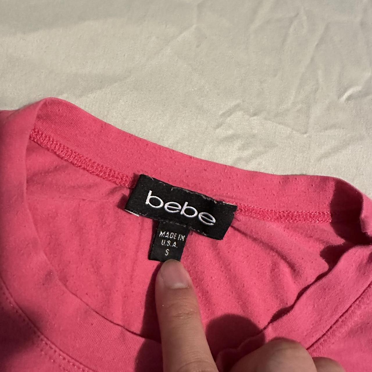 y2k adorable pink bimbo BEBE spell out tee super... - Depop