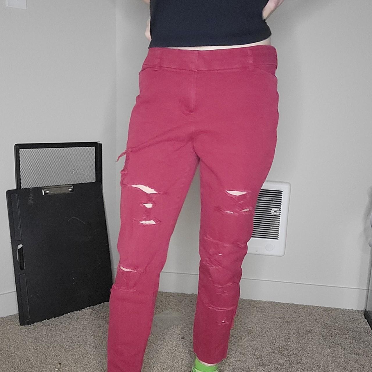 Red ripped skinny jeans ☆ I added the rips... - Depop