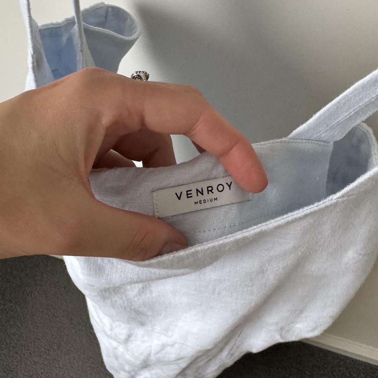 Venroy baby blue dress Medium Linen #venroy... - Depop