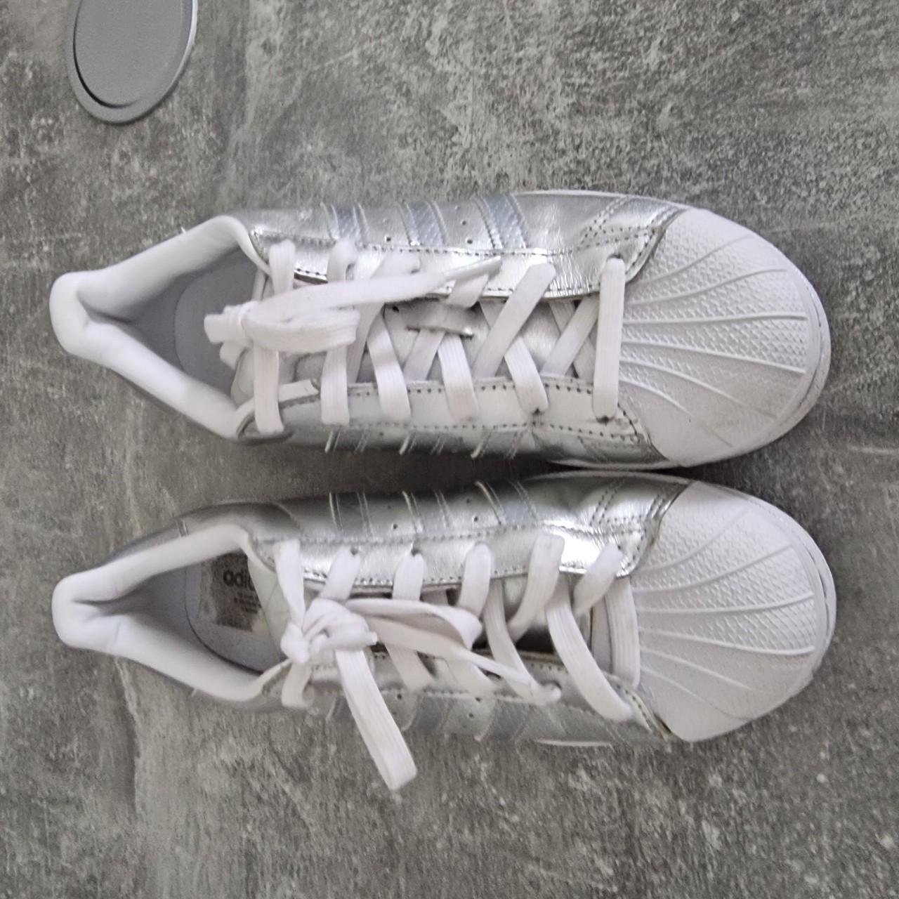 Metallic silver adidas superstar,used but in fairly... - Depop