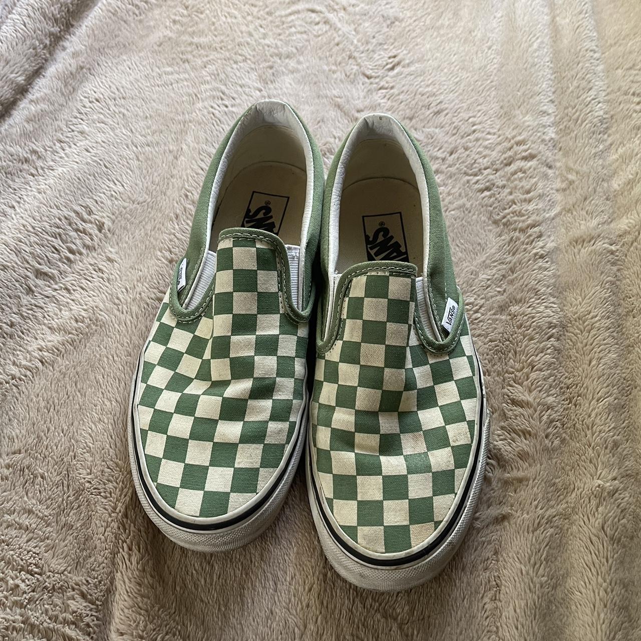 Green checkered vans nothing wrong w them just a lil... - Depop