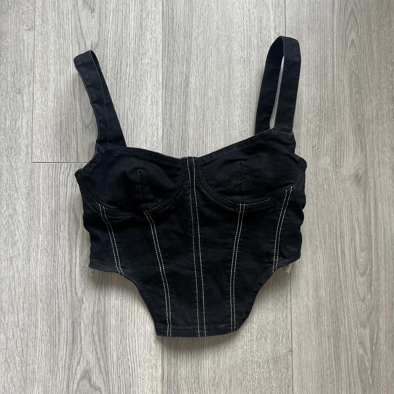 Zara Black With White Stripes Corset Top Size S Fits Depop
