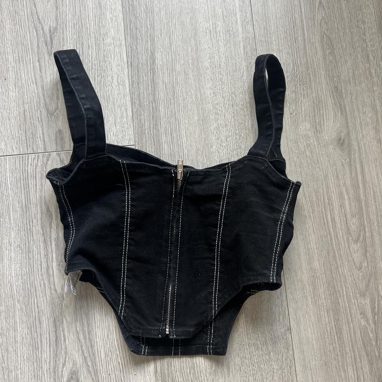 Zara Black With White Stripes Corset Top Size S Fits Depop