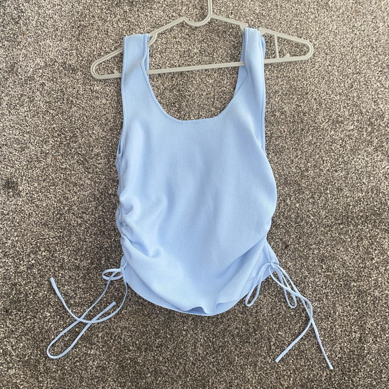 Women’s blue tank top from mango with tie sides... - Depop