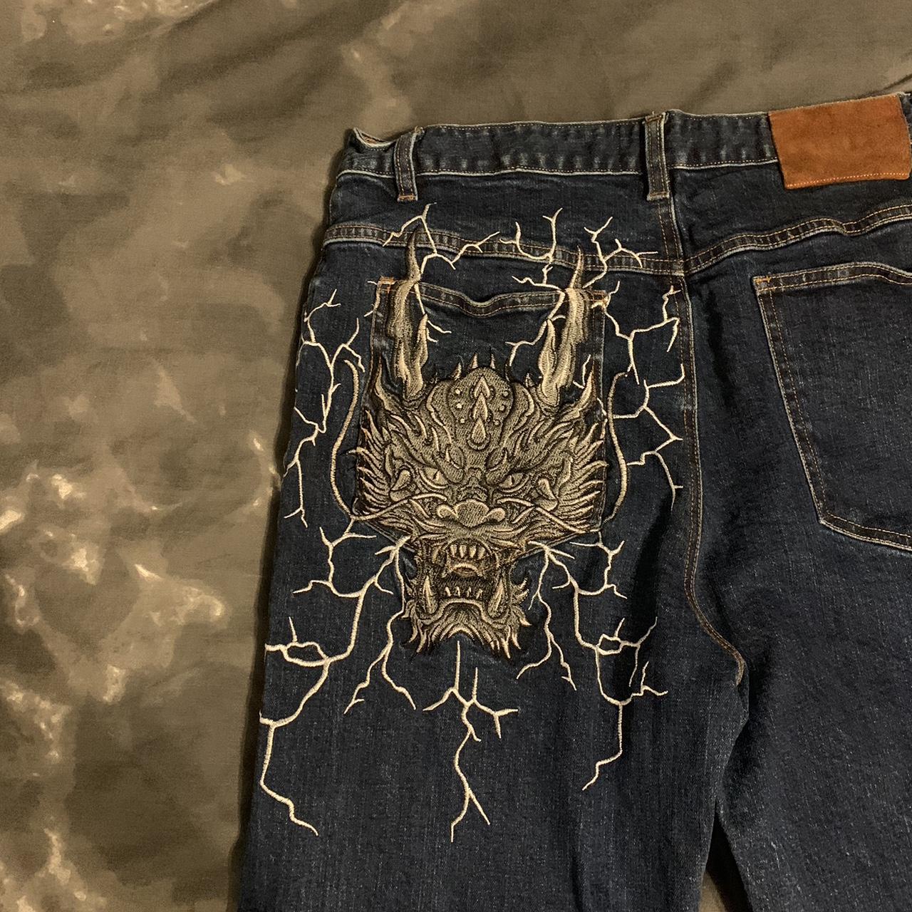 Bounty Bodega Dragon Embroidered jeans Size S W30... - Depop