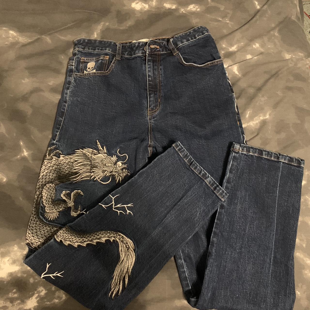 Bounty Bodega Dragon Embroidered jeans Size S W30... - Depop