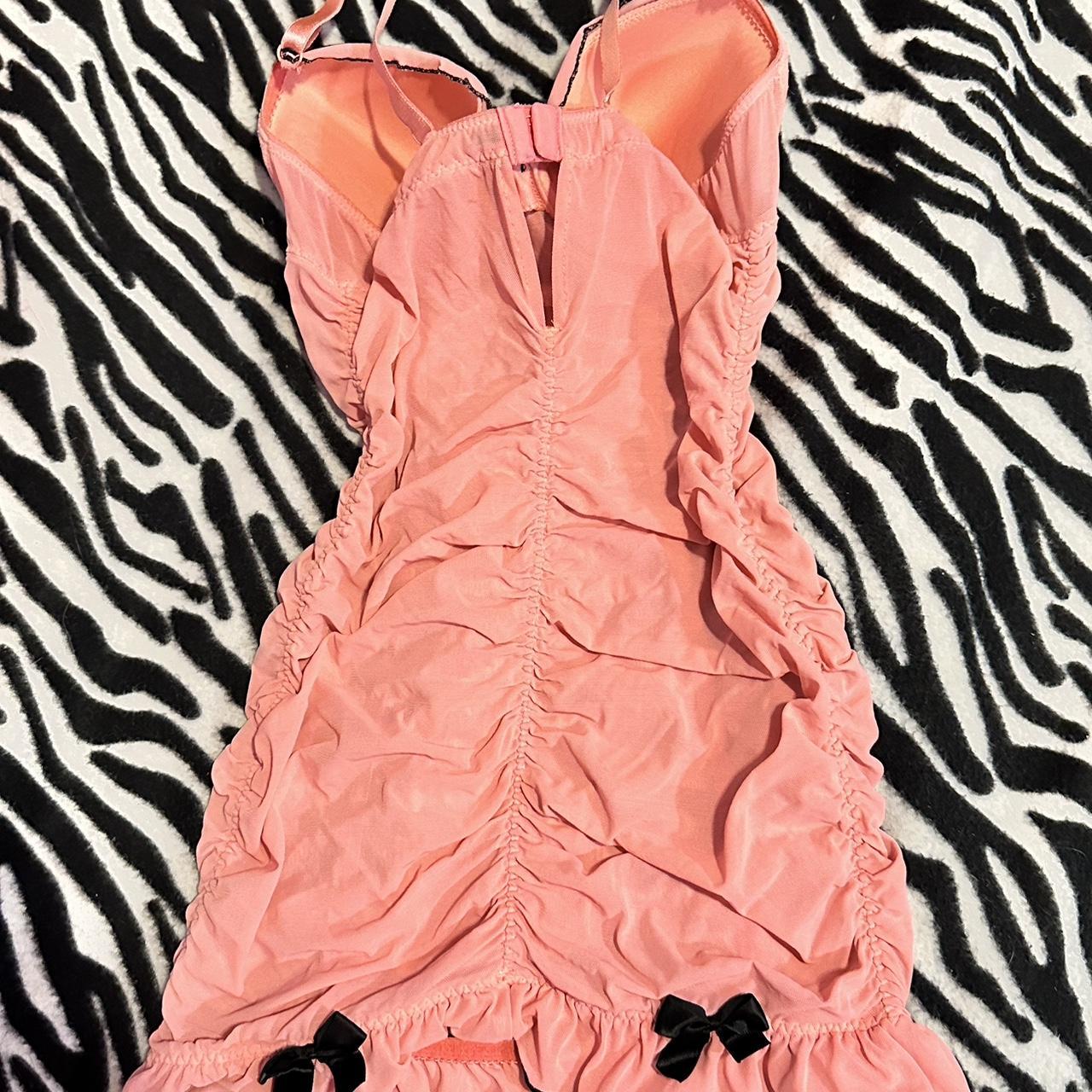 Cute salmon pink fitted lingerie top with cute black... - Depop