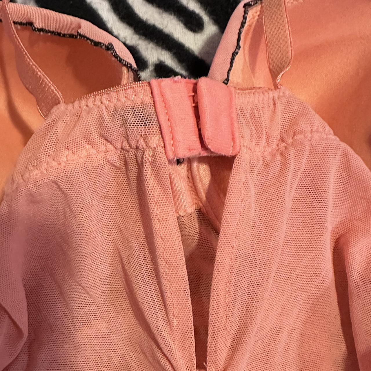 Cute salmon pink fitted lingerie top with cute black... - Depop