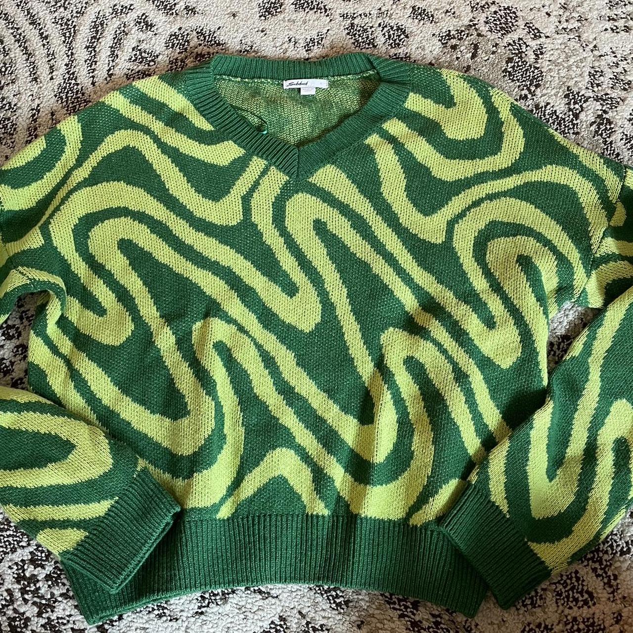 soft green swirl sweater from subdued. never worn in... - Depop