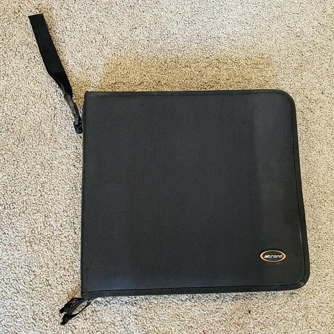 Black fabric CD zip up storage case with storage... - Depop