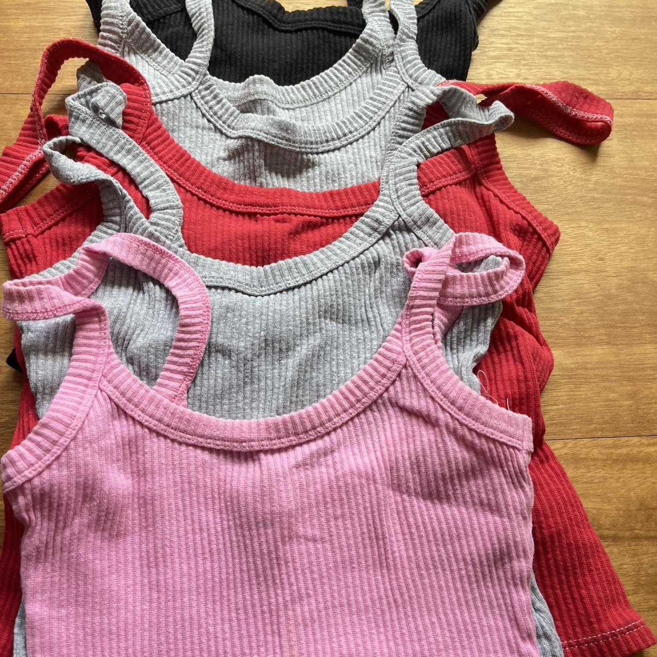 5 riri tanks Pink, black, grey x2 are all xxs Red... - Depop