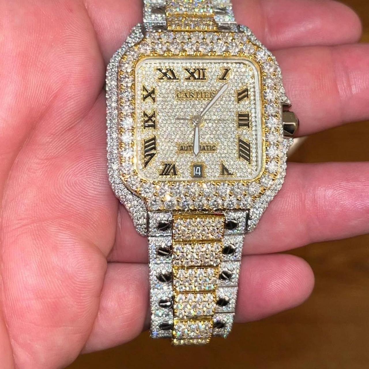 24k gold plated watch with 20 carat diamonds... | Depop